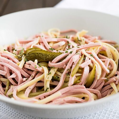 Bavarian Wurst Salad with Cheese - Plated Cravings