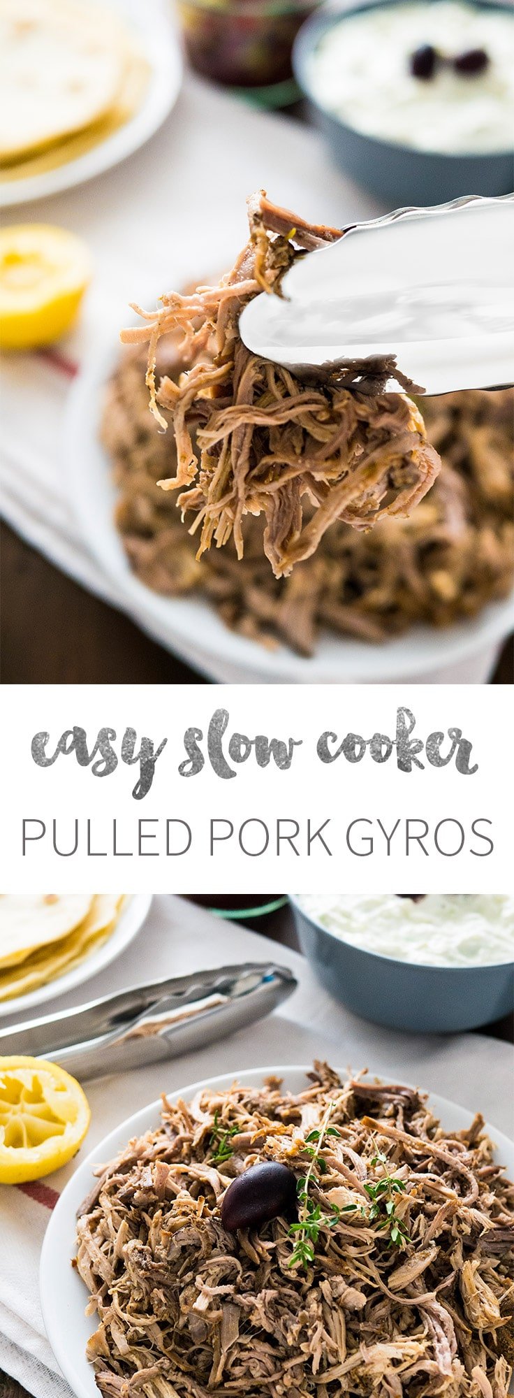 Slow Cooker Pulled Pork Gyros - Plated Cravings