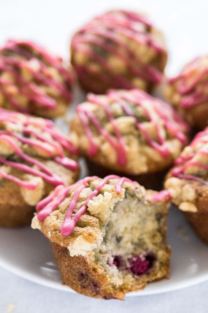 Raspberry Muffins with Streusel Topping - Plated Cravings