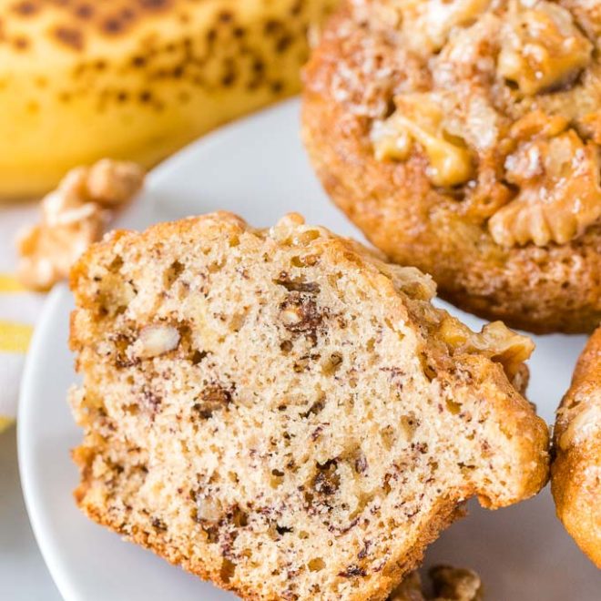 Banana Nut Muffins {With Maple Walnut Topping!} | Plated Cravings
