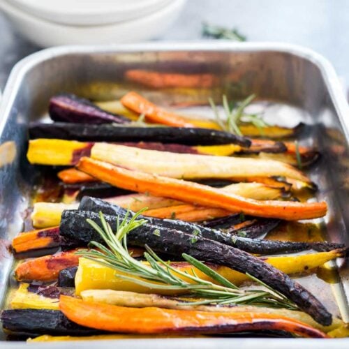 Brown Butter Maple Glazed Roasted Rainbow Carrots - Plated Cravings