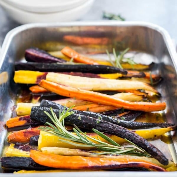 Brown Butter Maple Glazed Roasted Rainbow Carrots - Plated Cravings