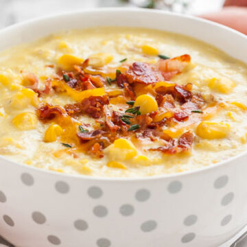 Slow Cooker Corn Chowder with Bacon - Plated Cravings