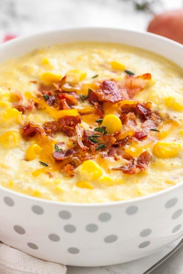 Slow Cooker Corn Chowder with Bacon - Plated Cravings