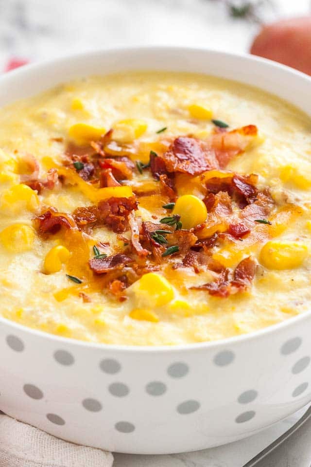 Slow Cooker Corn Chowder with Bacon - Plated Cravings