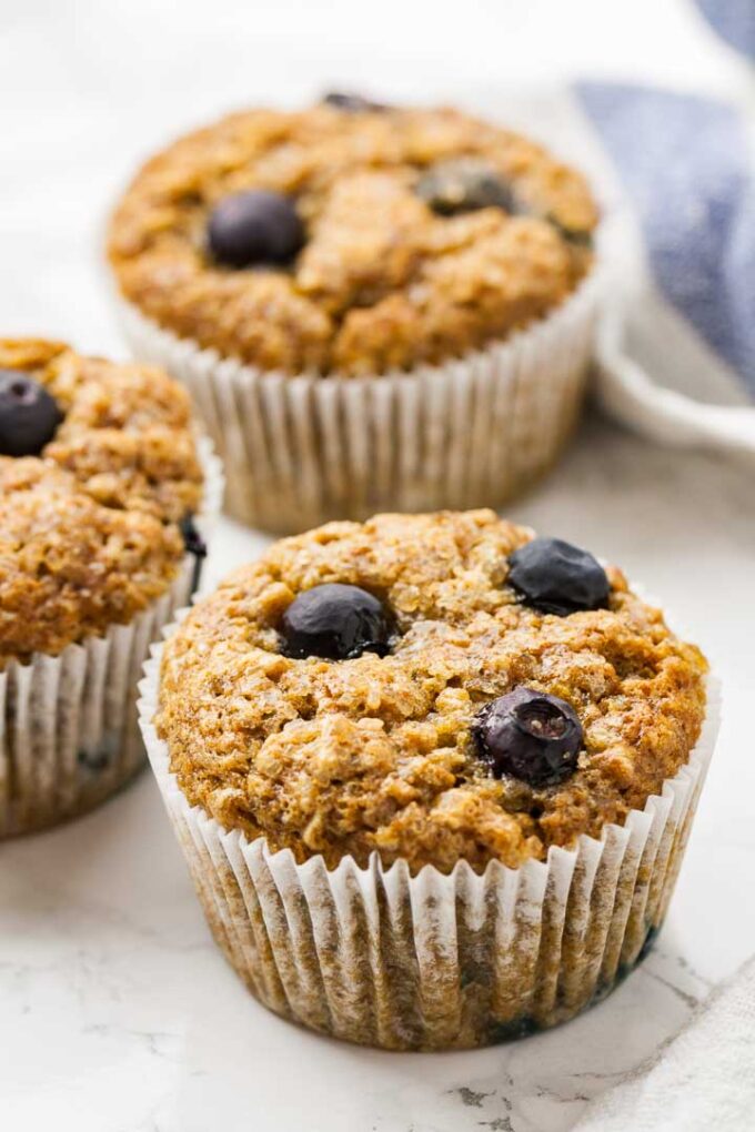 Banana Blueberry Muffins with Oats and Brown Sugar